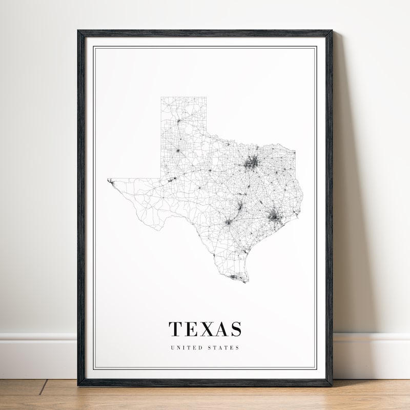 Texas Map Print - Etsy