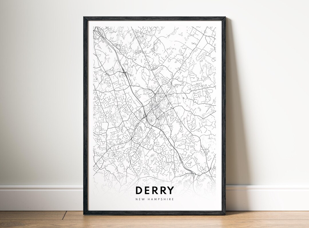 Derry NH City Map Poster Digital Download Derry New Hampshire Map ...