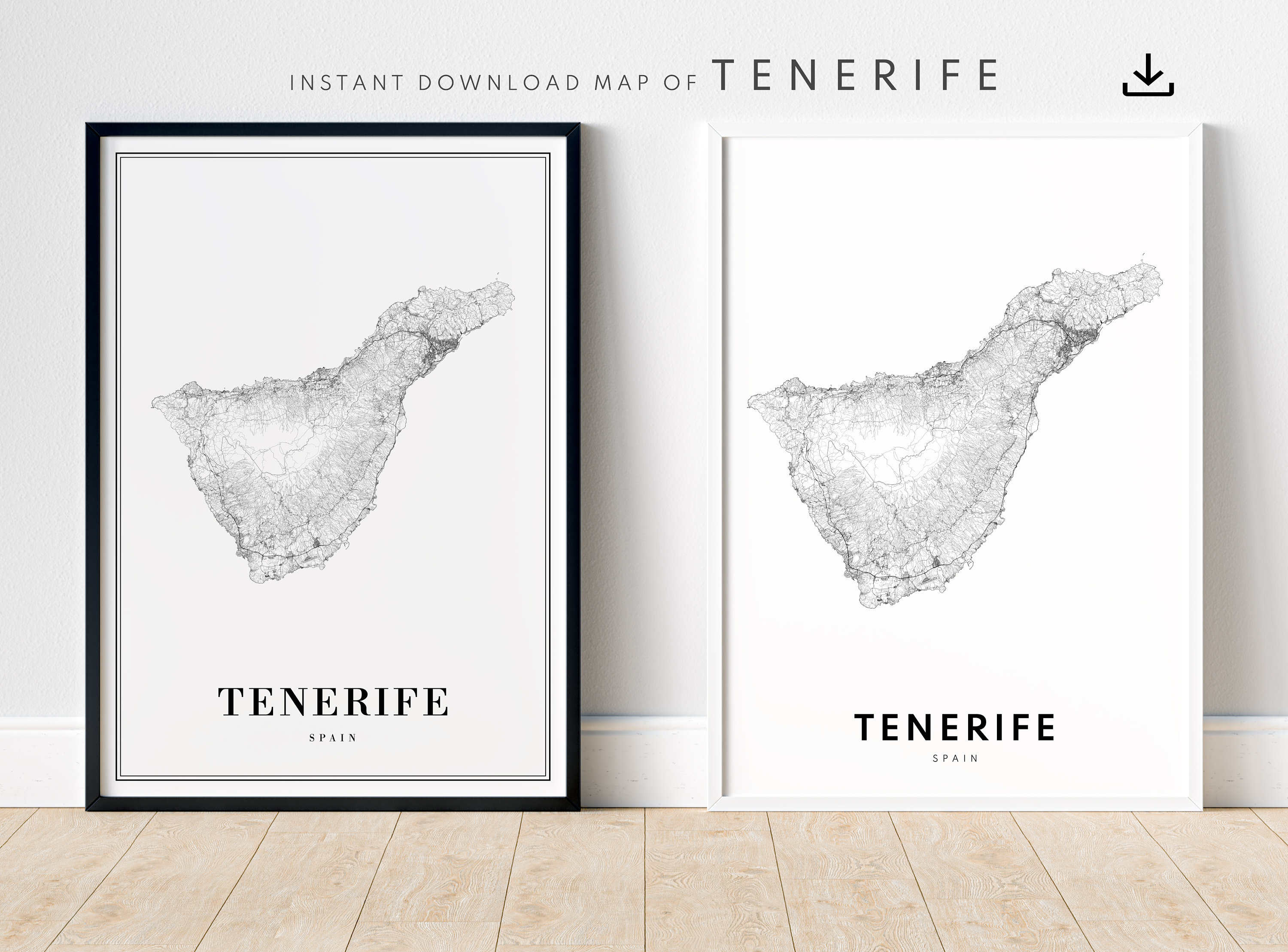 Instant Download Tenerife Spain Map Print Tenerife Map Poster Digital ...