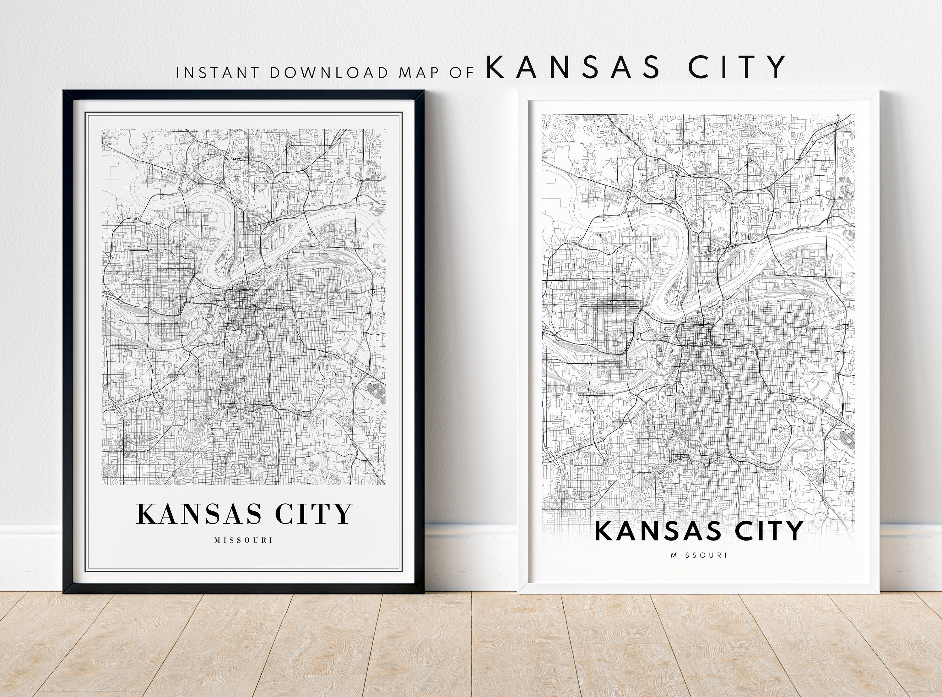 Kansas City Map Print Kansas City Map Poster Download Kansas City ...
