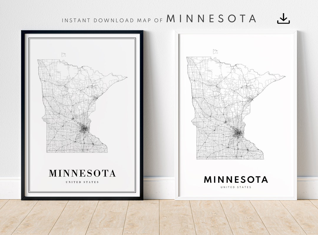 Minnesota State Map Print Download Minnesota Map Poster Minnesota ...