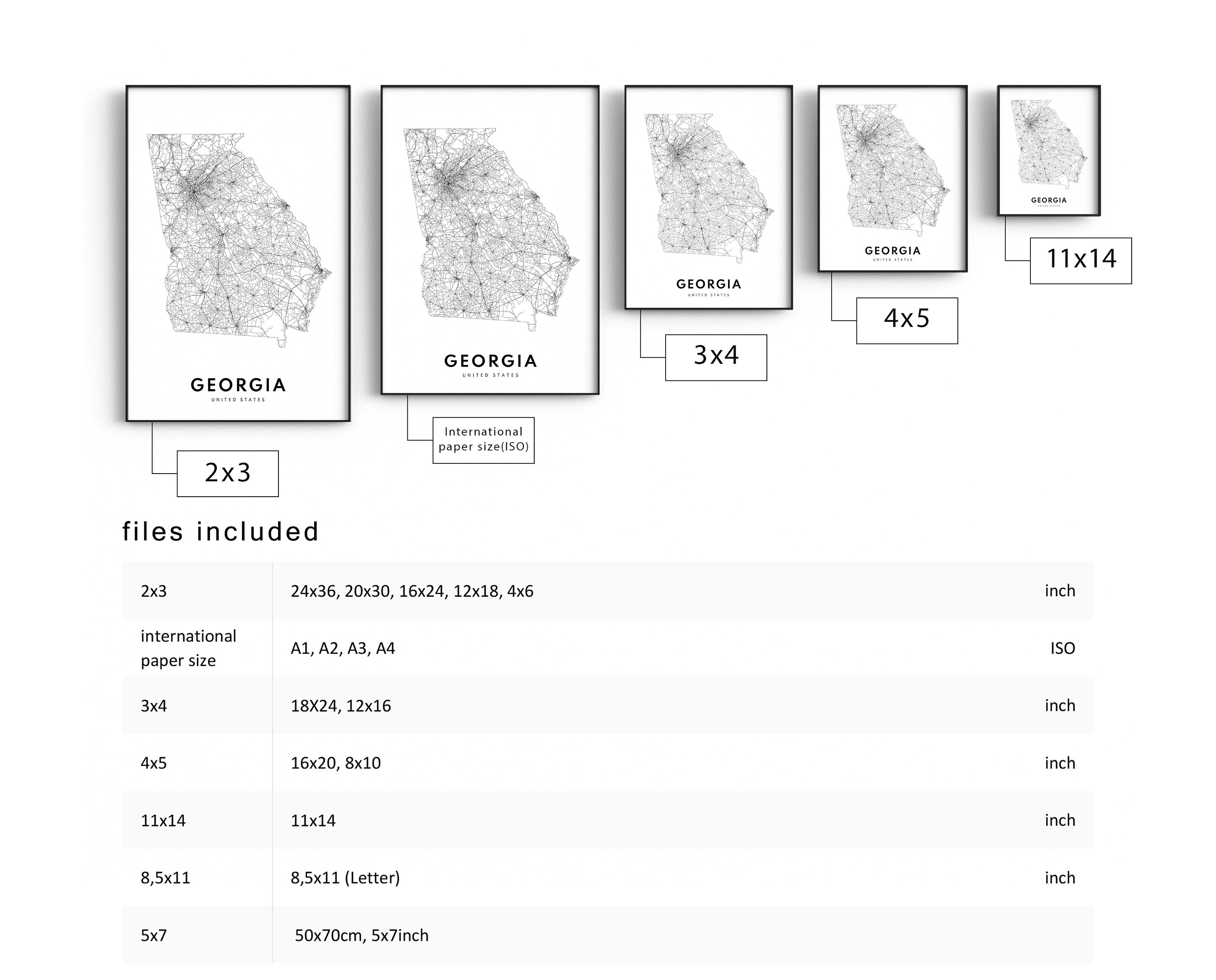 Georgia US State Map Print Download Georgia Map Poster Georgia ...