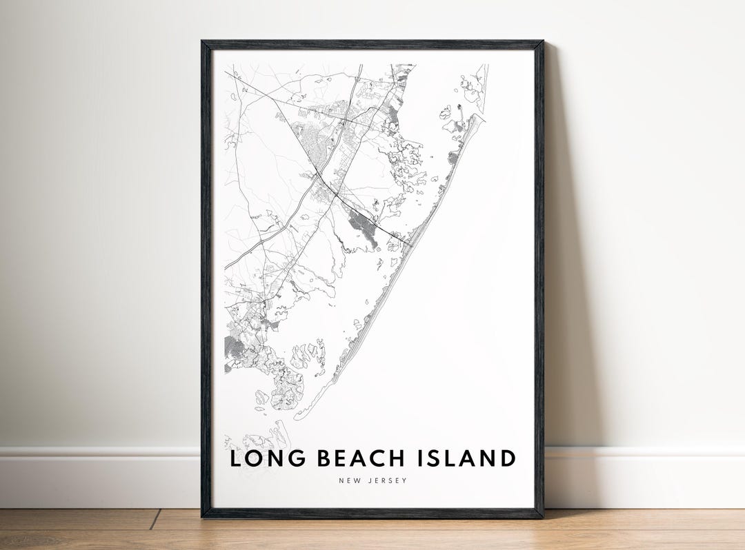 Long Beach Island NJ Map Print Long Beach New Jersey Map Poster ...