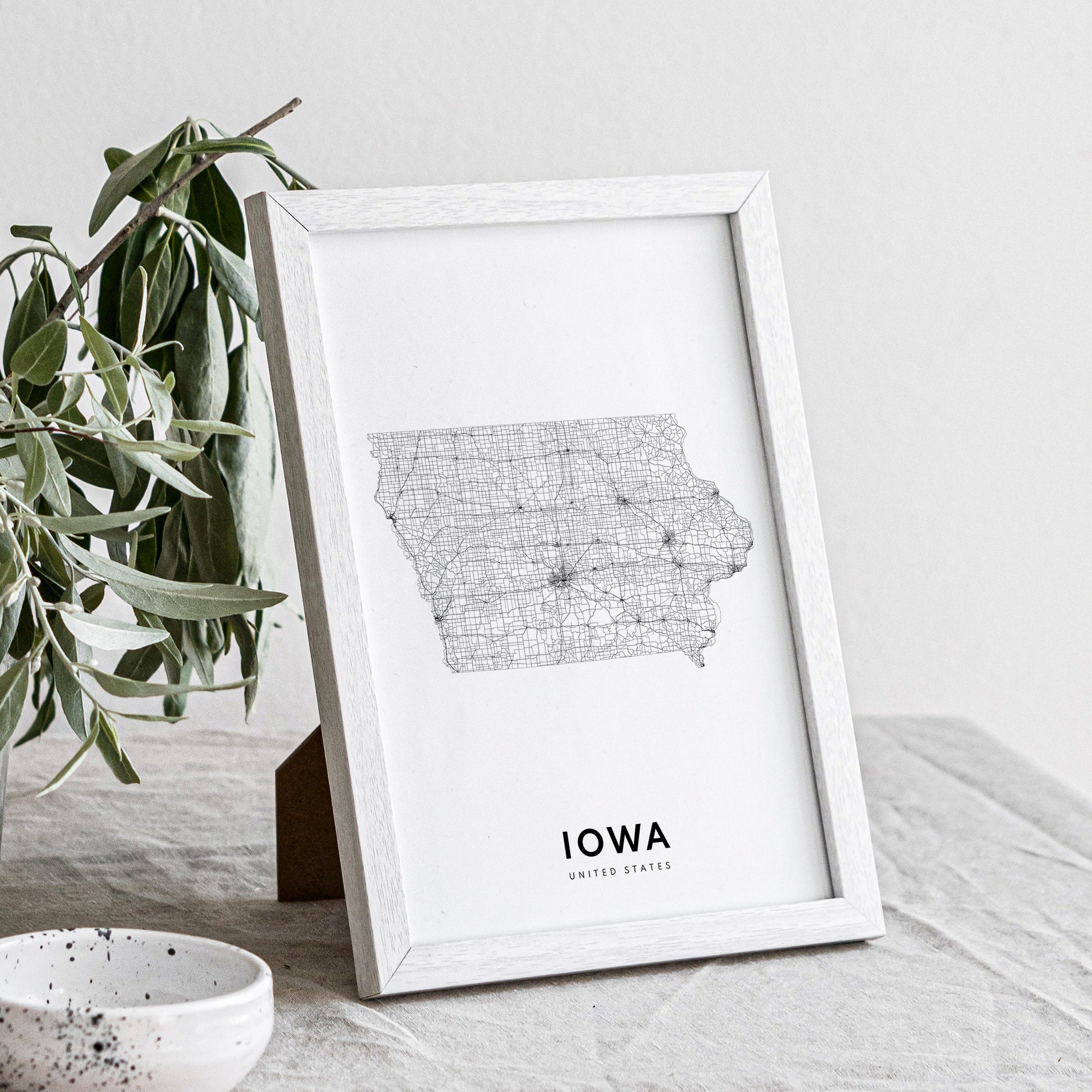 Iowa State Map Print Download Iowa Map Poster Iowa Printable - Etsy