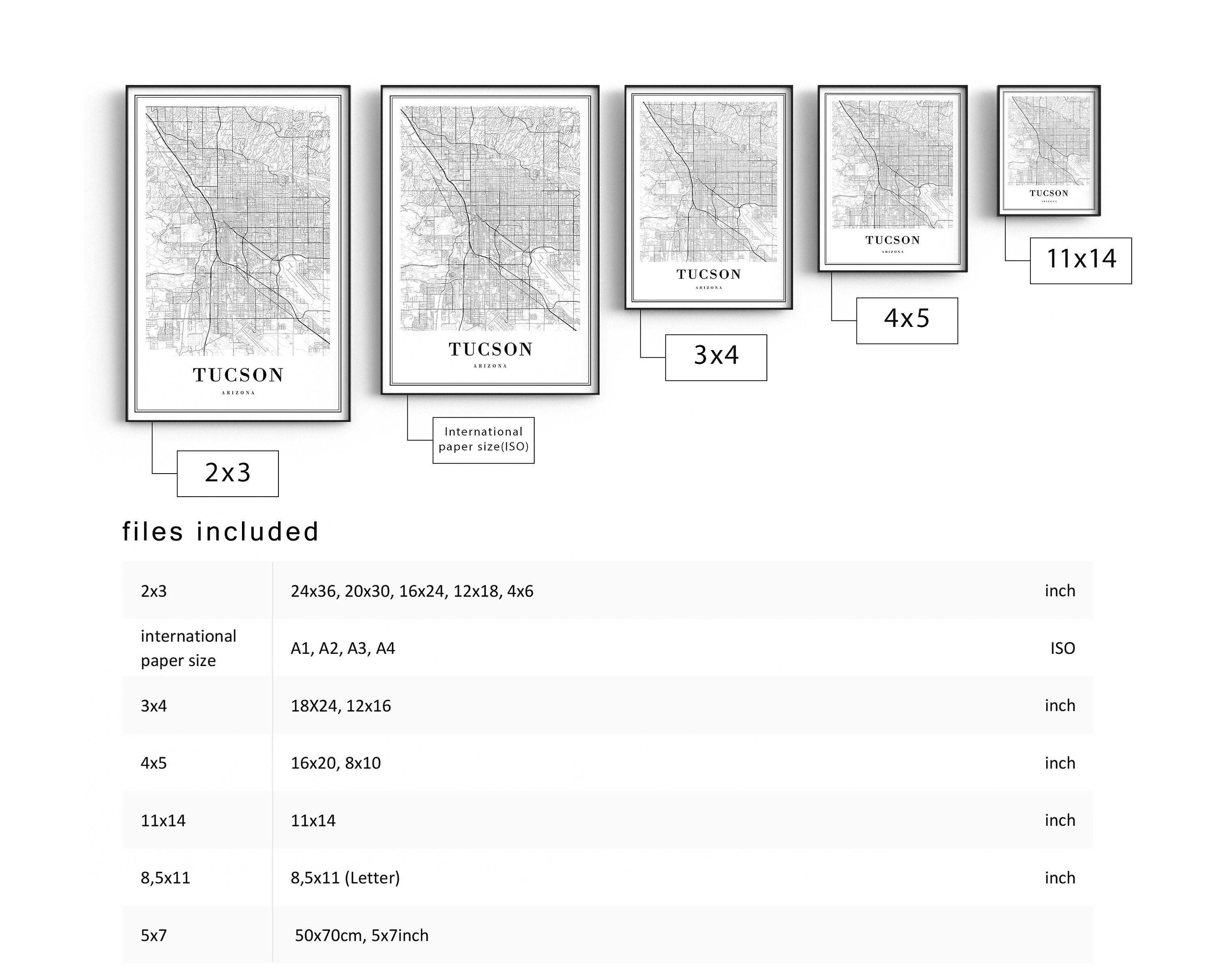 Tucson Arizona Map Print Tucson Poster Digital Map Tucson Printable ...