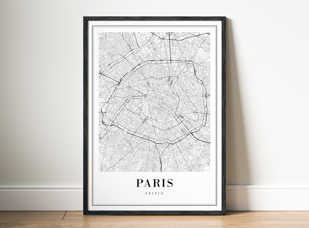 Paris Map Print Paris Map Poster Download Printable Paris - Etsy