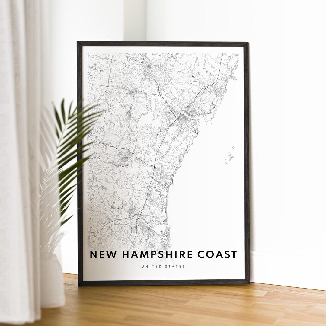 New Hampshire Coast Map Print, New Hampshire Seacoast Map Poster ...