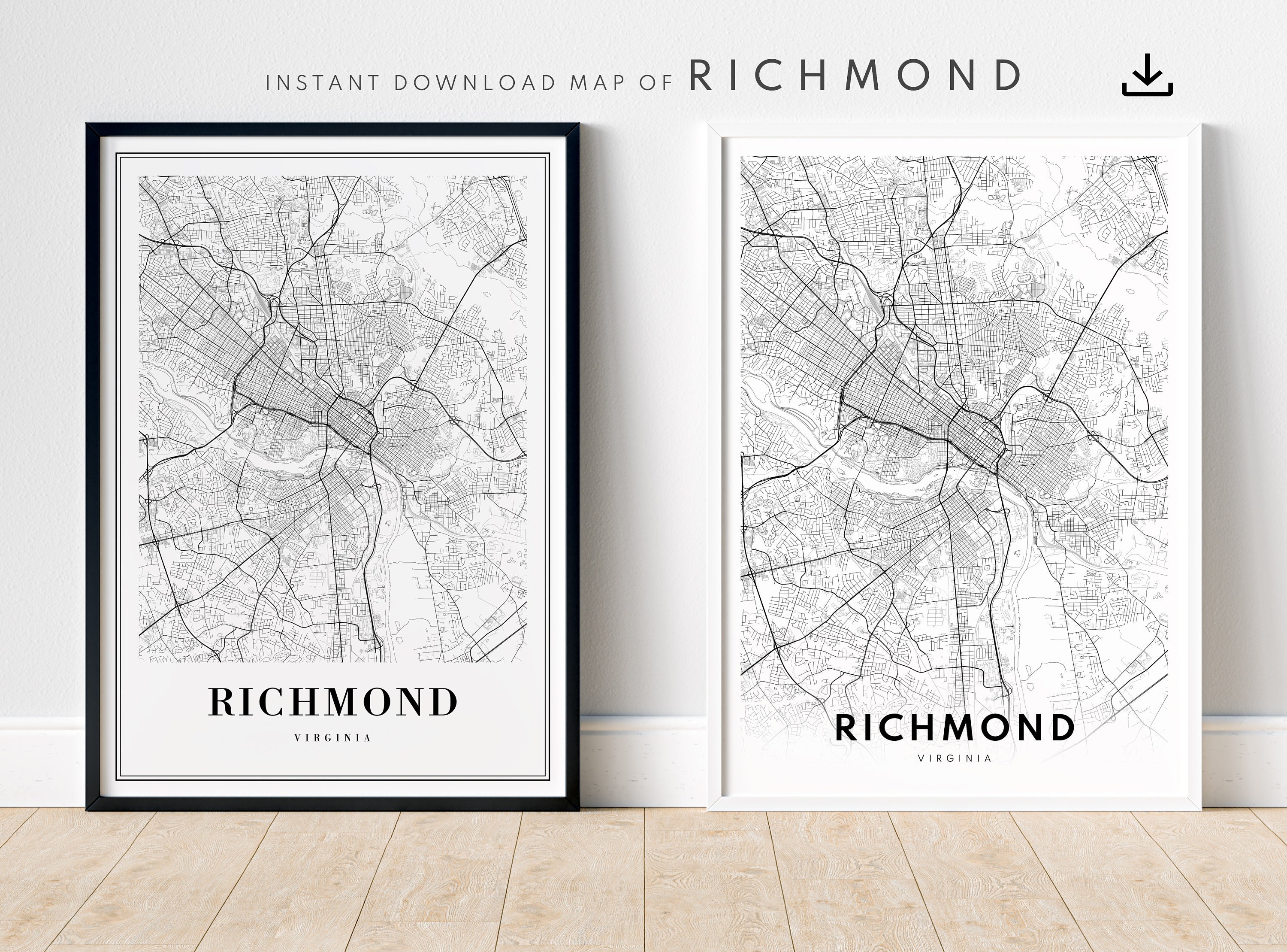 Richmond Map Print Richmond Virginia Map Poster Download Richmond ...