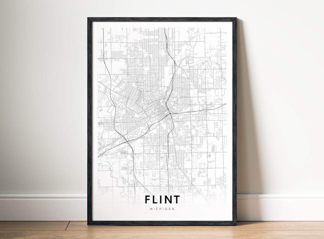 Flint Map Print Flint Michigan Map Poster Download Flint Printable Map ...