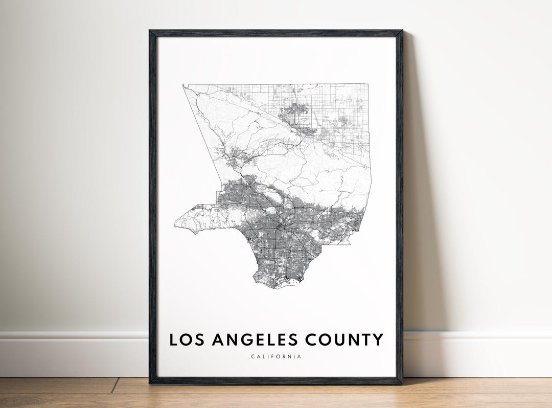 Los Angeles County Map Print Digital Download Los Angeles CA Map Poster ...