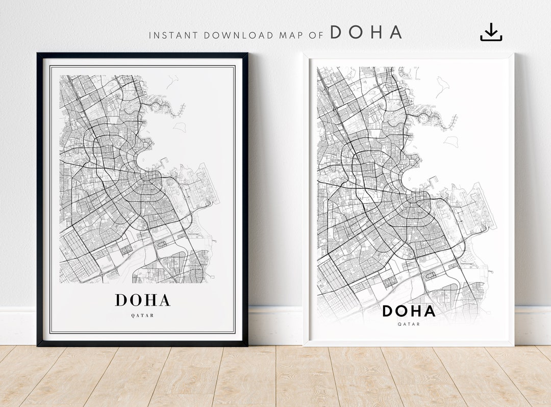 Instant Download Doha Qatar Map Print Doha Poster Digital Map Doha ...