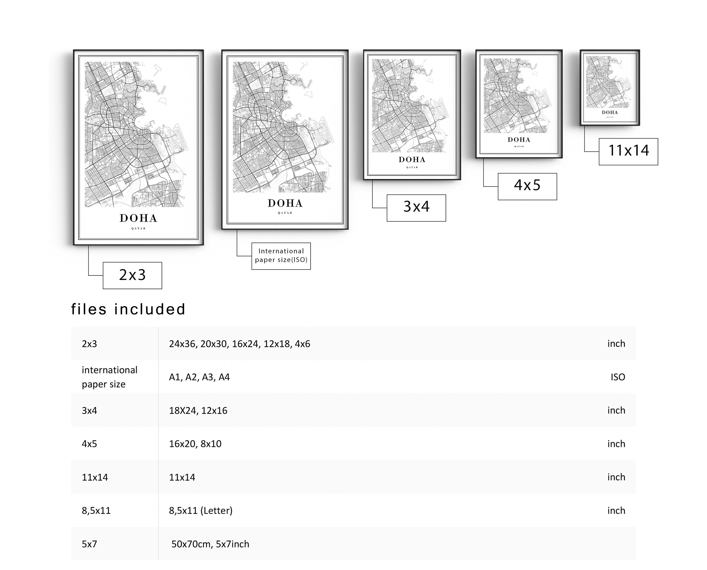 Instant Download Doha Qatar Map Print Doha Poster Digital Dowload Map ...