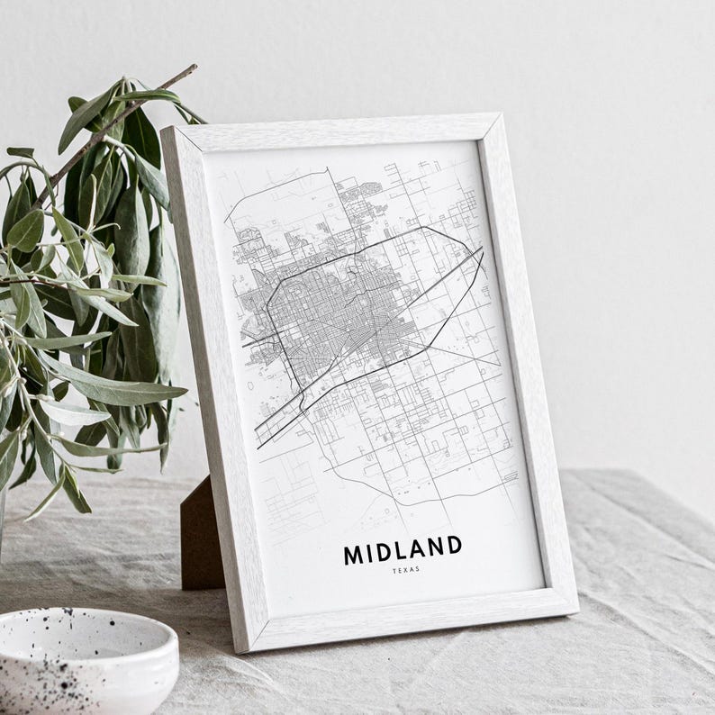 Midland TX Map Print Midland Texas Map Poster Midland Printable City ...