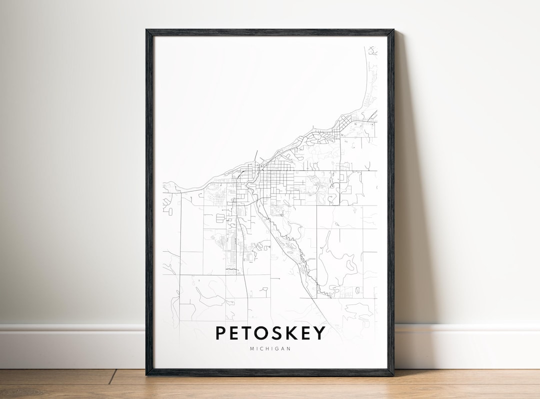 Petoskey City Map Poster Digital Download Petoskey Michigan Map ...