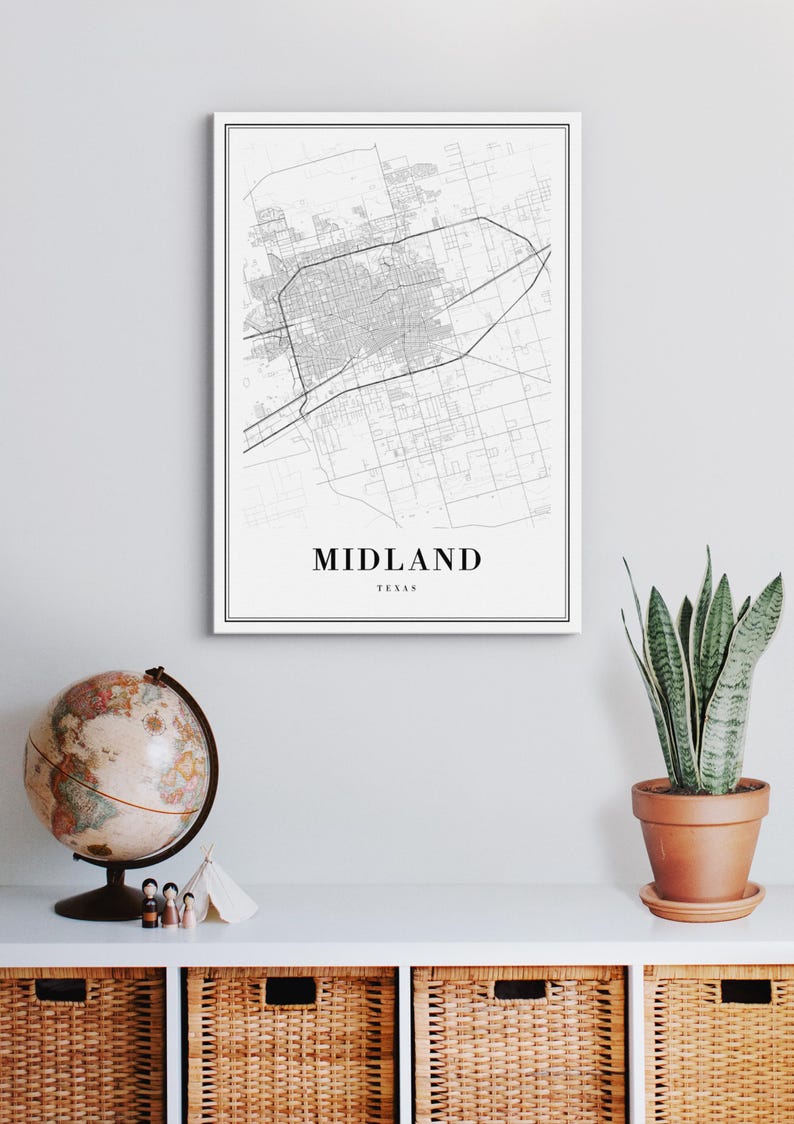 Midland TX Map Print Midland Texas Map Poster Midland Printable City ...