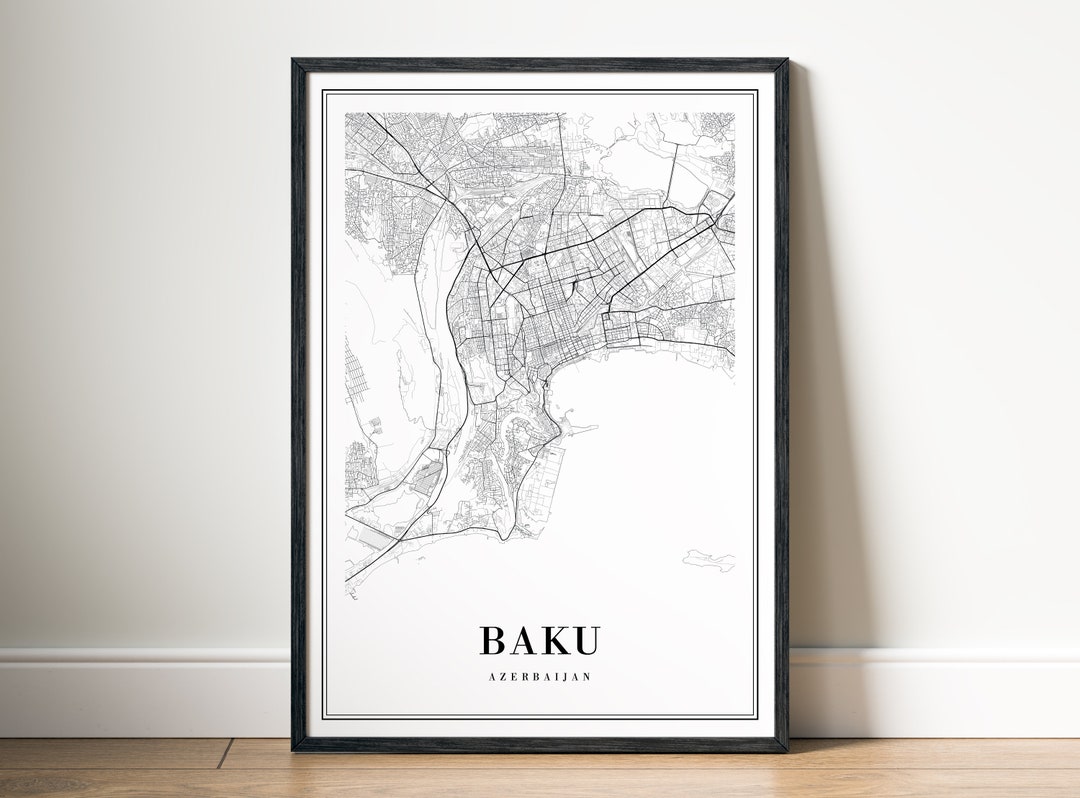 Baku Map Print Baku Azerbaijan Map Poster Download Baku Printable Map ...