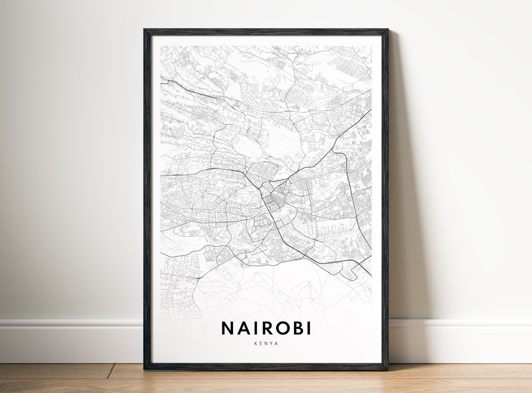 Nairobi Map Print Download Nairobi Kenya Map Poster Digital Map Nairobi ...