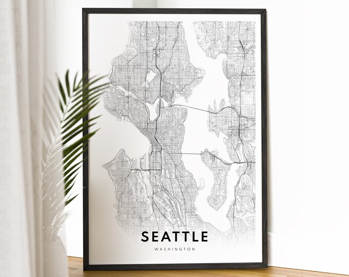 Seattle City Skyline Doodle Print. Minimalist Drawing One Line City ...