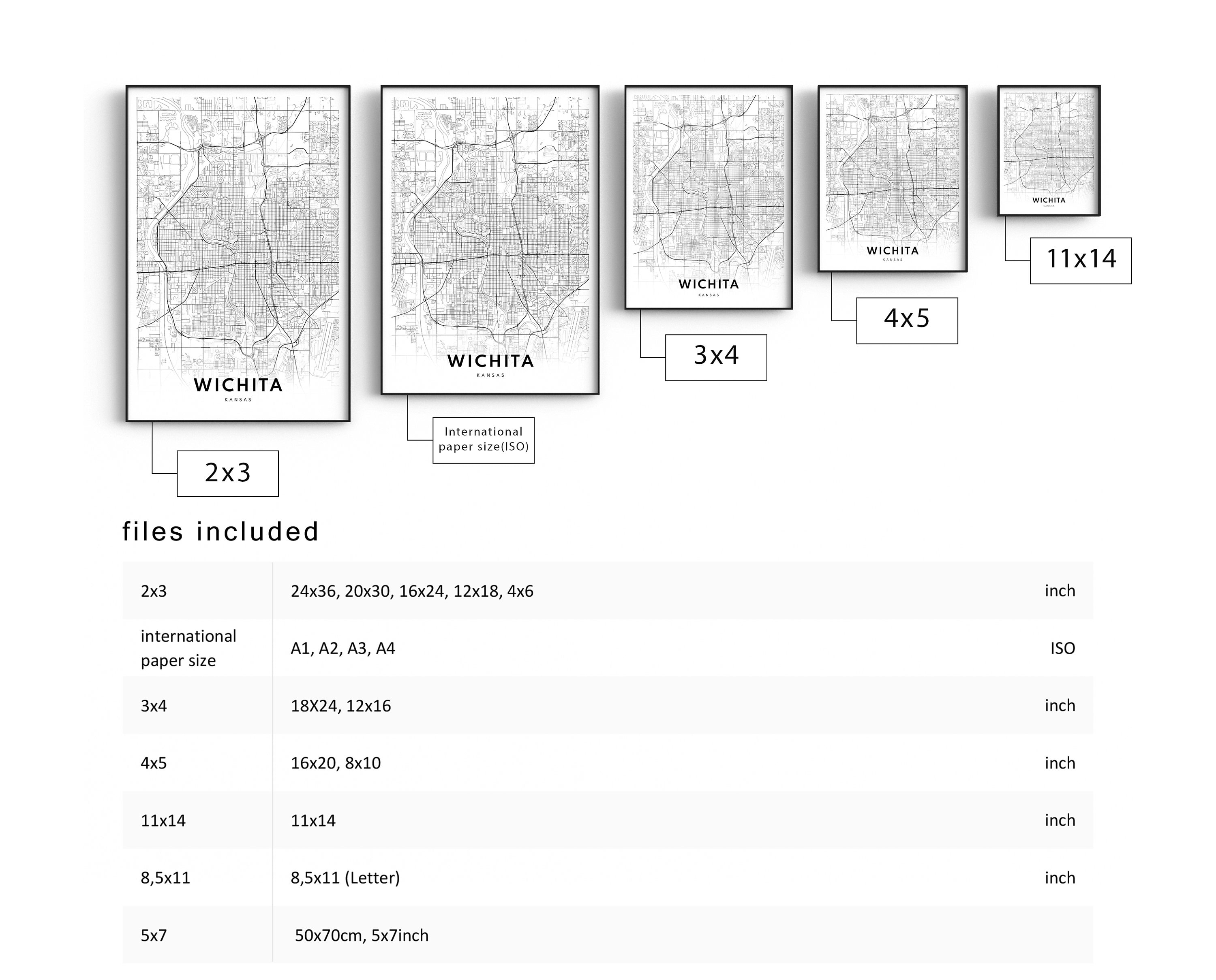 Instant Download Wichita KS Map Print Wichita Kansas Poster Digital Map ...