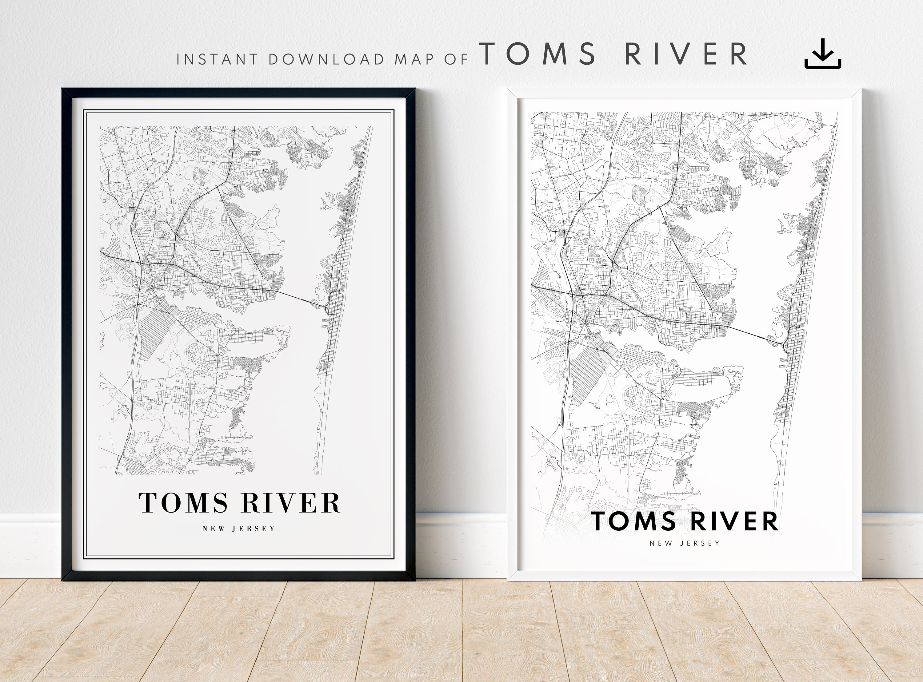 Printable Map of Toms River New Jersey , Toms River Map Poster, Digital ...