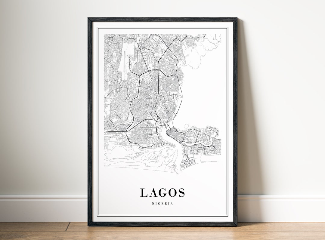 Lagos City Map Print Digital Download Lagos Nigeria Map Poster Lagos ...