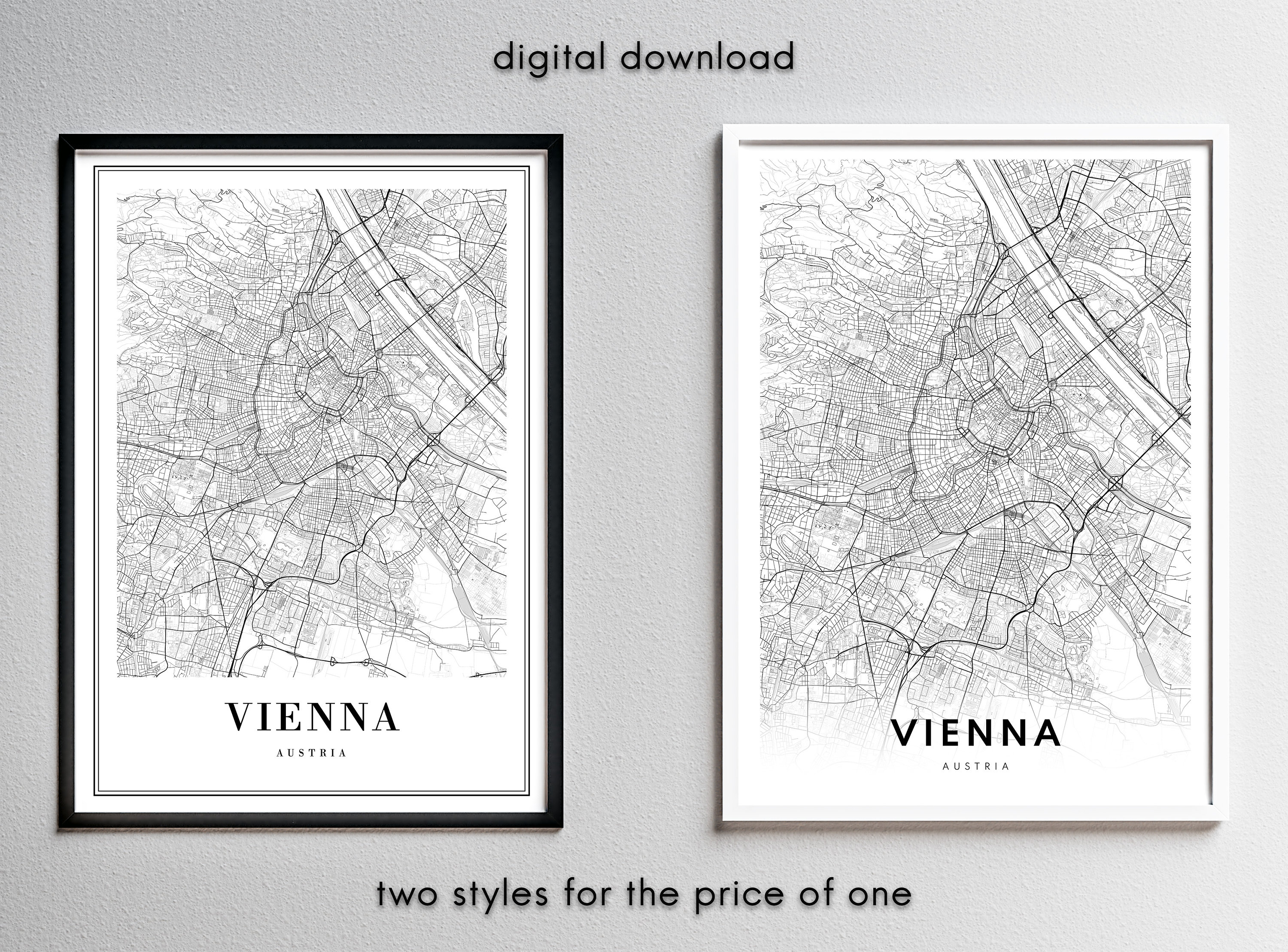 Vienna Map Print Vienna Map Poster Download Printable Vienna Map ...