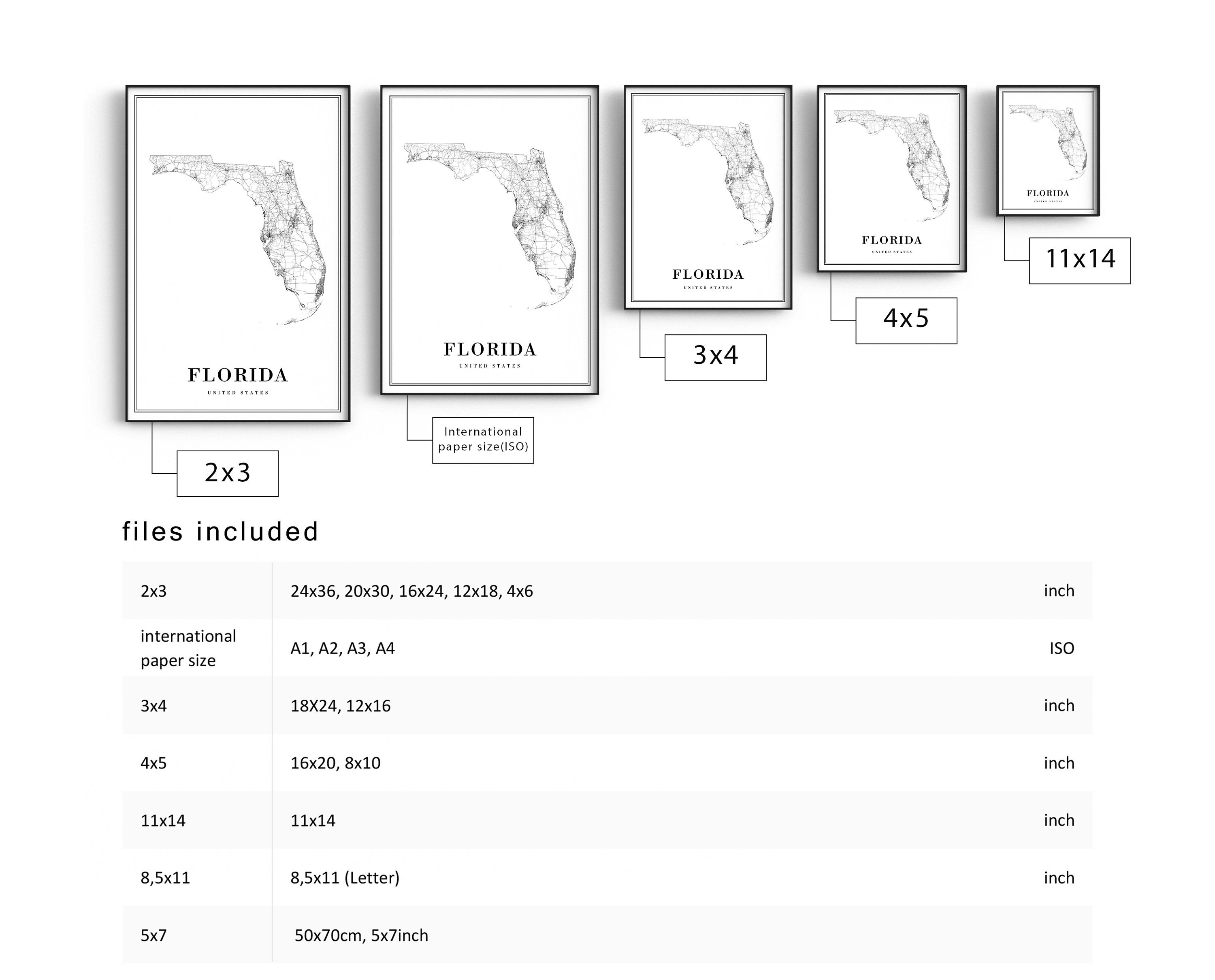 Florida State Map Print Florida Poster Download Map Florida - Etsy
