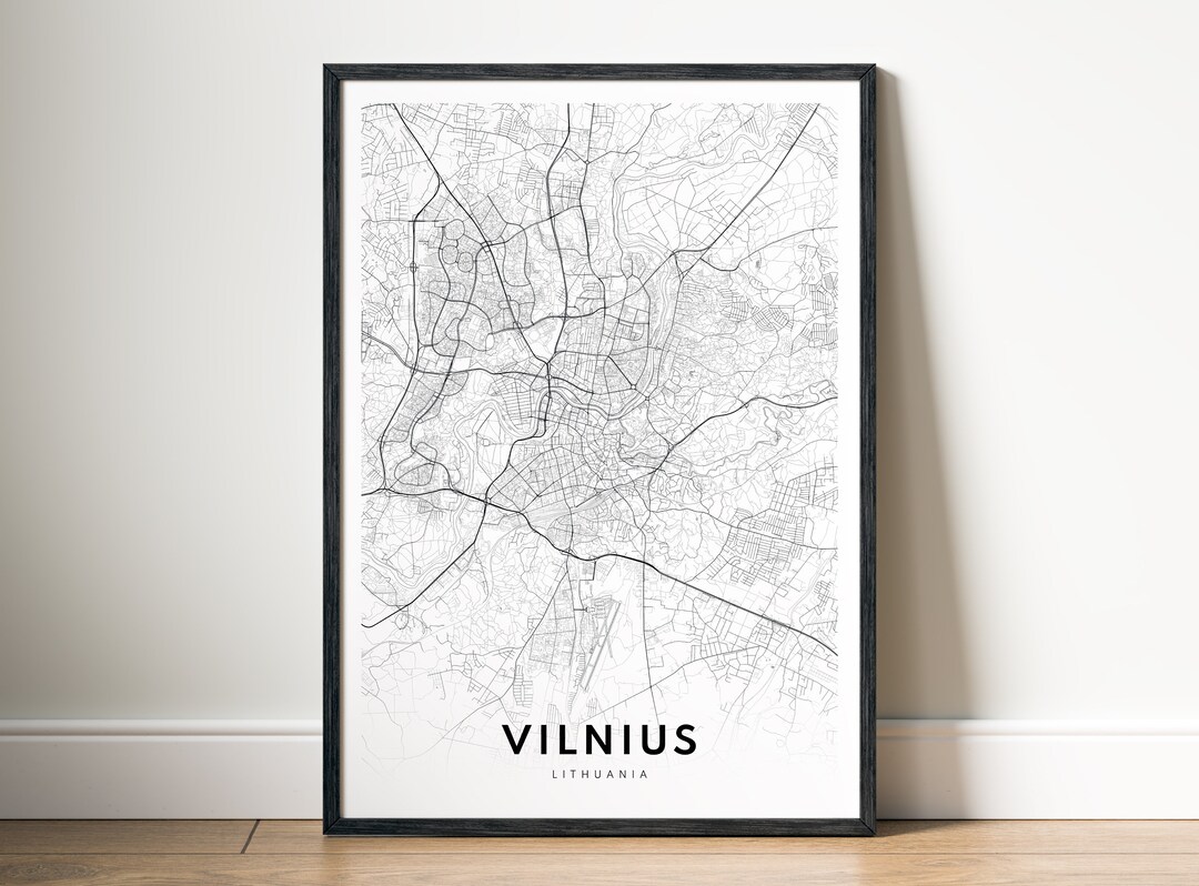 Vilnius Map Print Instant Download Vilnius Lithuania Poster Digital Map ...