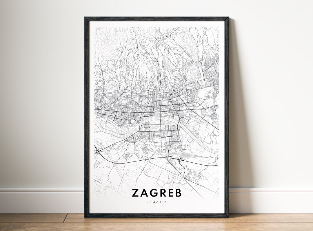 Zagreb Map Print Zagreb Croatia Map Poster Digital Download Printable ...