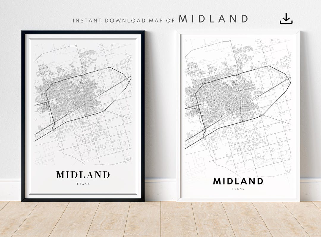 Midland TX Map Print Midland Texas Map Poster Midland Printable City ...