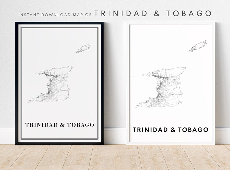 Trinidad and Tobago Map Print Digital Download Trinidad and Tobago Map ...