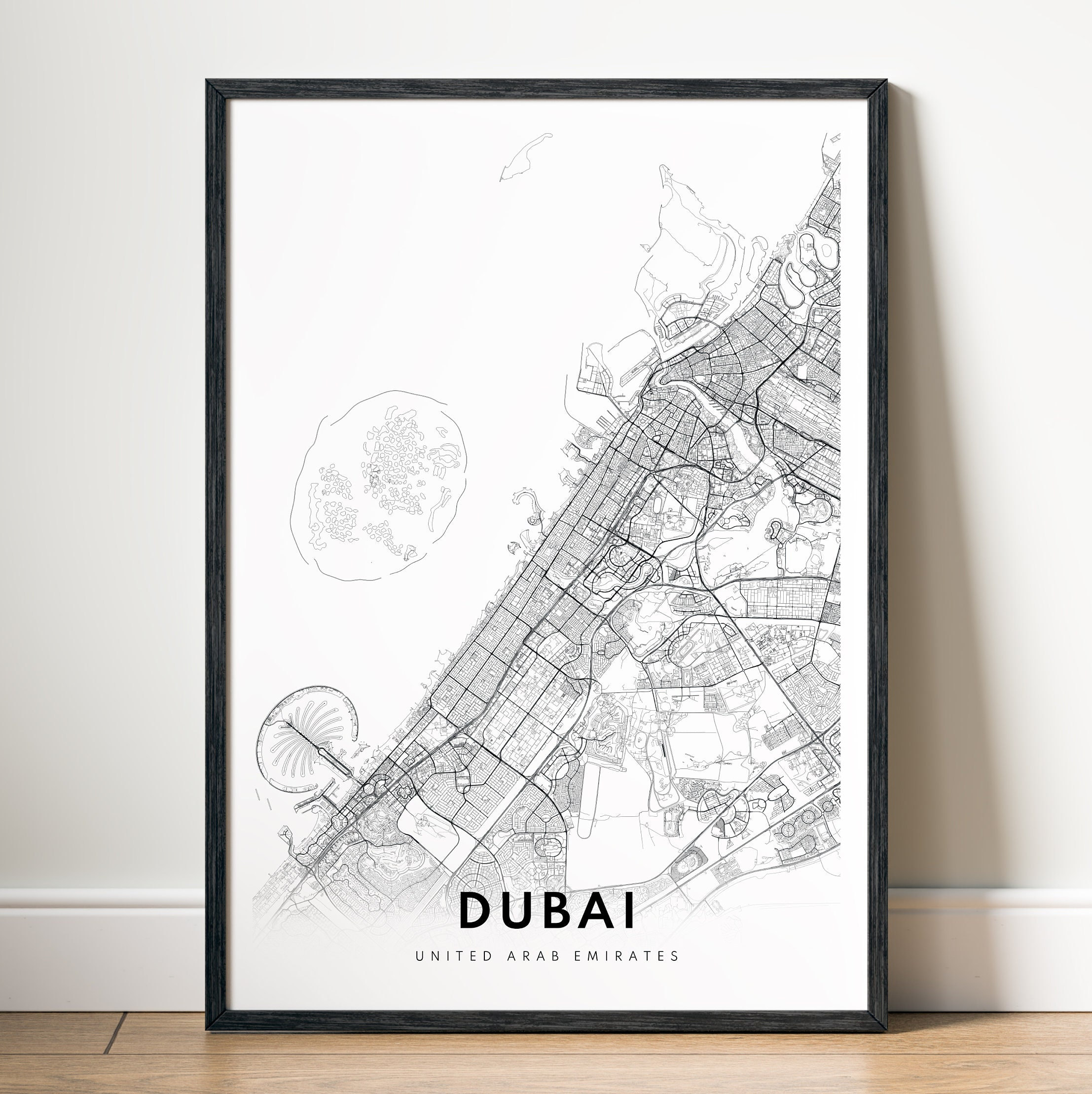 Dubai Map Print Dubai Map Poster Download Printable Dubai Map Black and ...