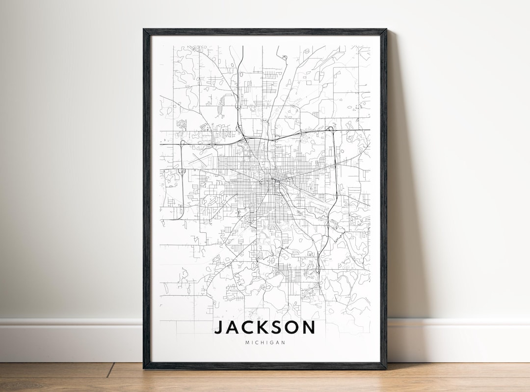 Jackson MI City Map Poster Digital Download Jackson Michigan Map ...