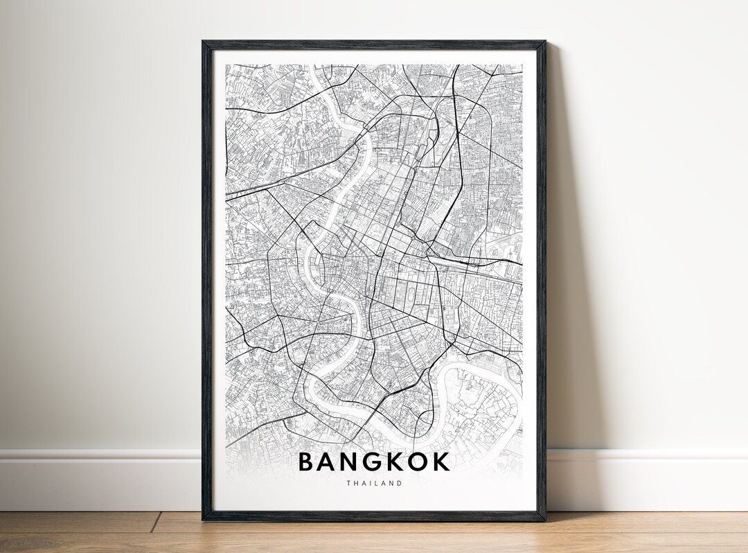 Bangkok Map Print Bangkok Thailand Map Poster Download Bangkok ...