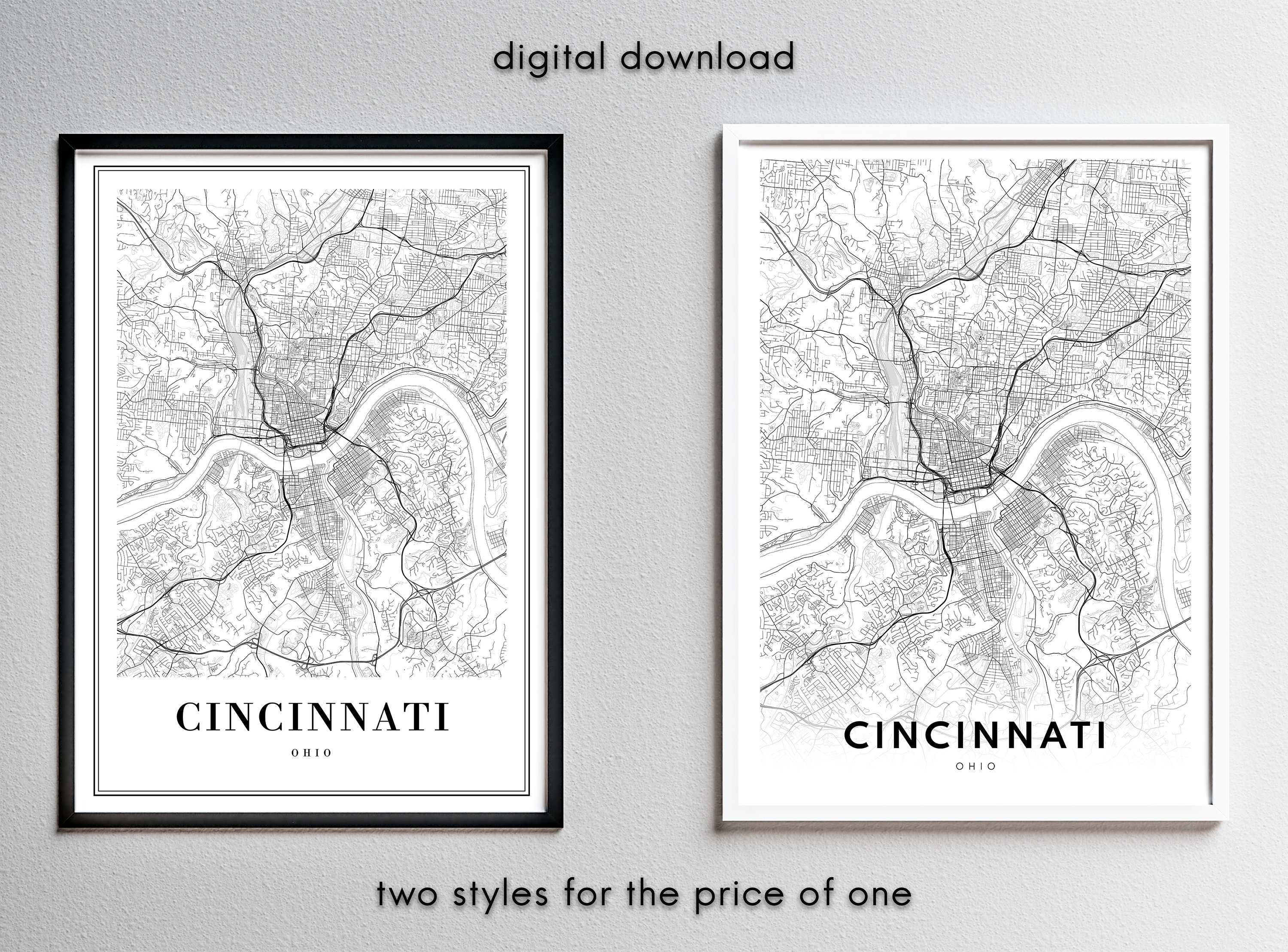 Cincinnati Map Print Cincinnati Ohio Map Poster Download - Etsy