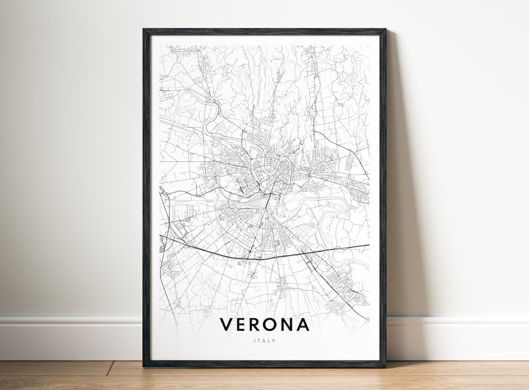 Verona Mapa Imprimir Verona Italia Mapa Cartel Verona - Etsy México