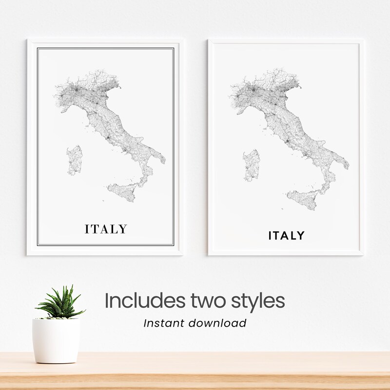 Italy Map - Etsy