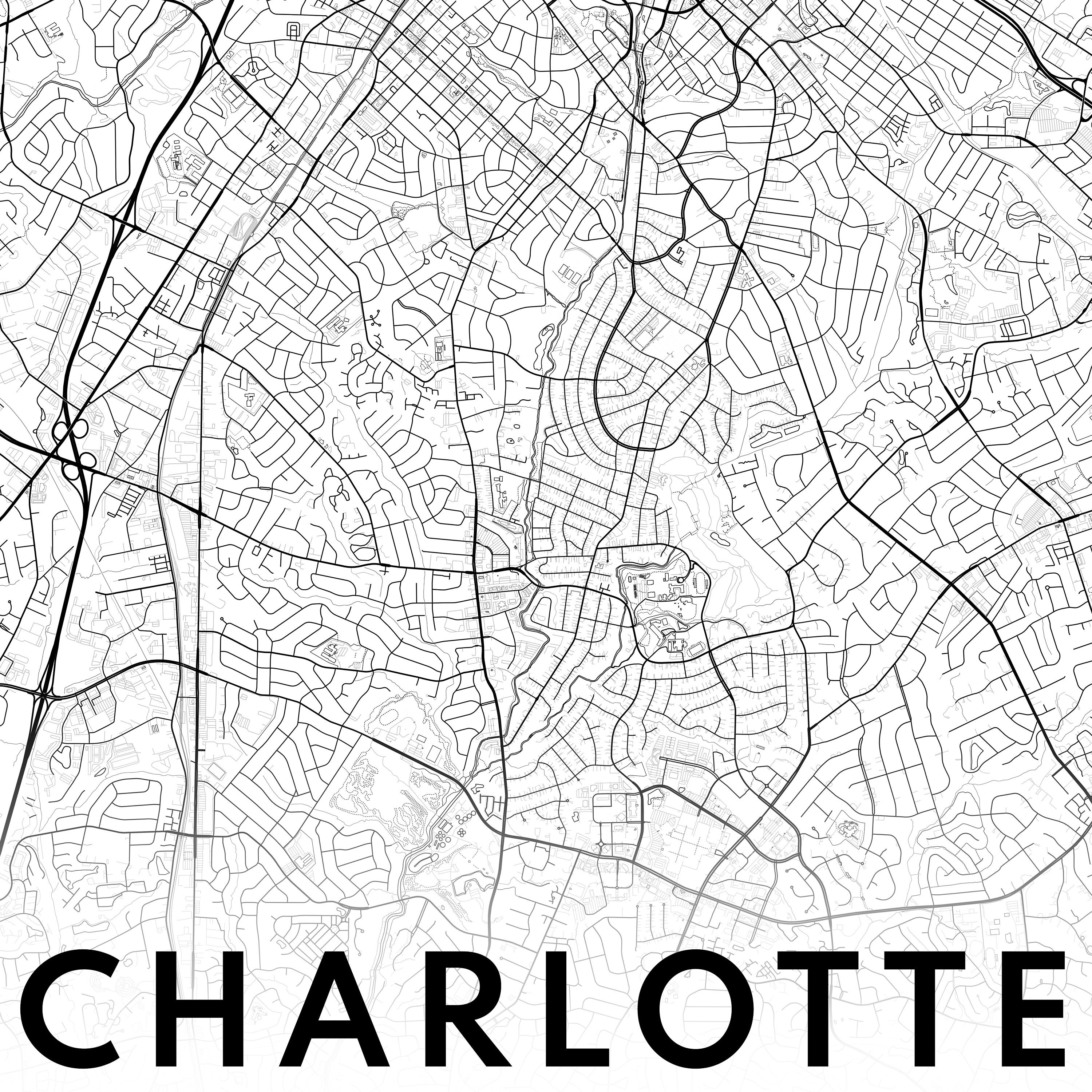 Charlotte Map Print Charlotte Map Poster Download Charlotte Printable ...
