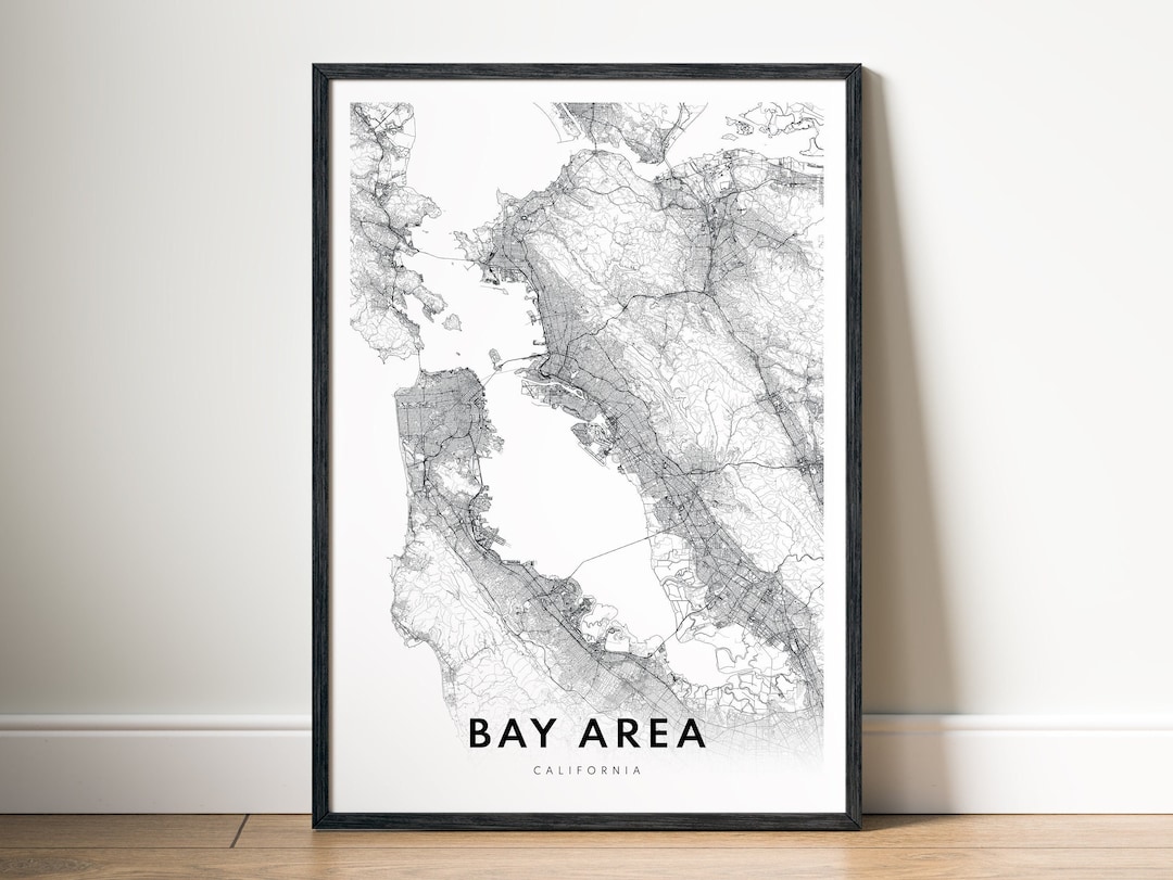 Bay Area CA Map Print Digital Download Bay Area California Poster Map ...