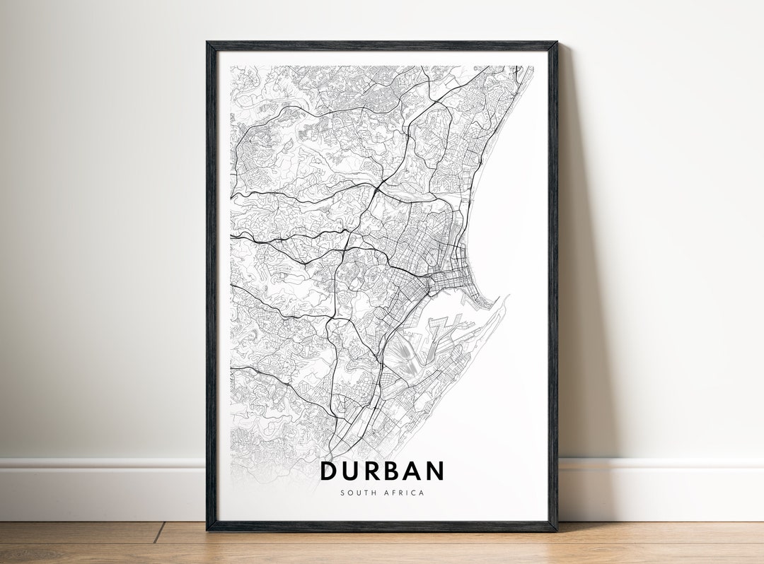 Durban Map Print Durban South Africa Map Poster Download Durban ...