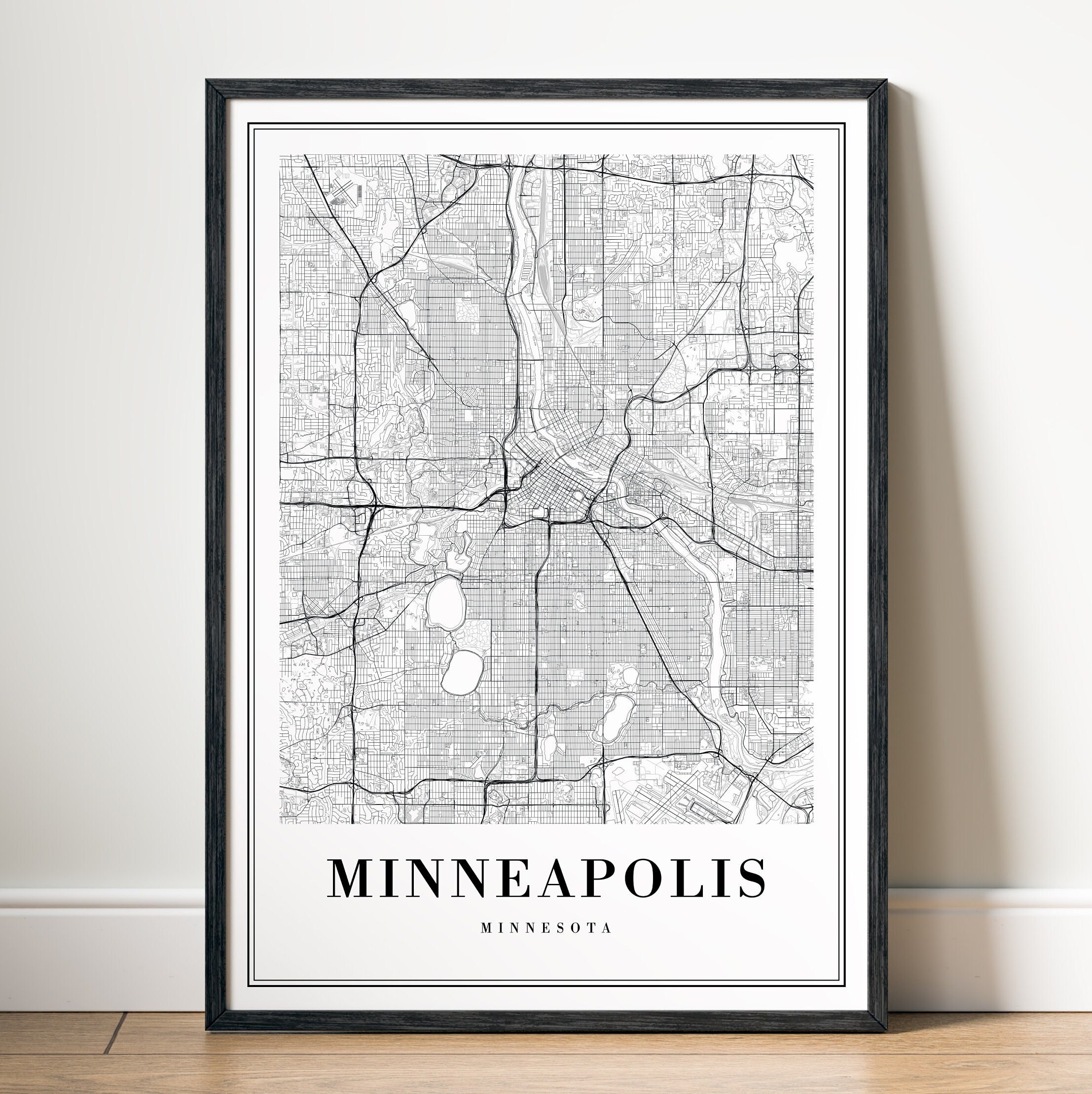 Minneapolis Map Print Minneapolis-minnesota Poster Download Minneapolis ...