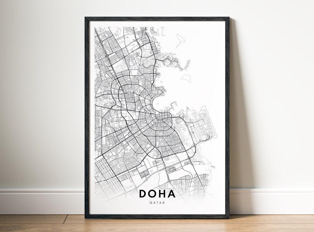 Instant Download Doha Qatar Map Print Doha Poster Digital Dowload Map ...
