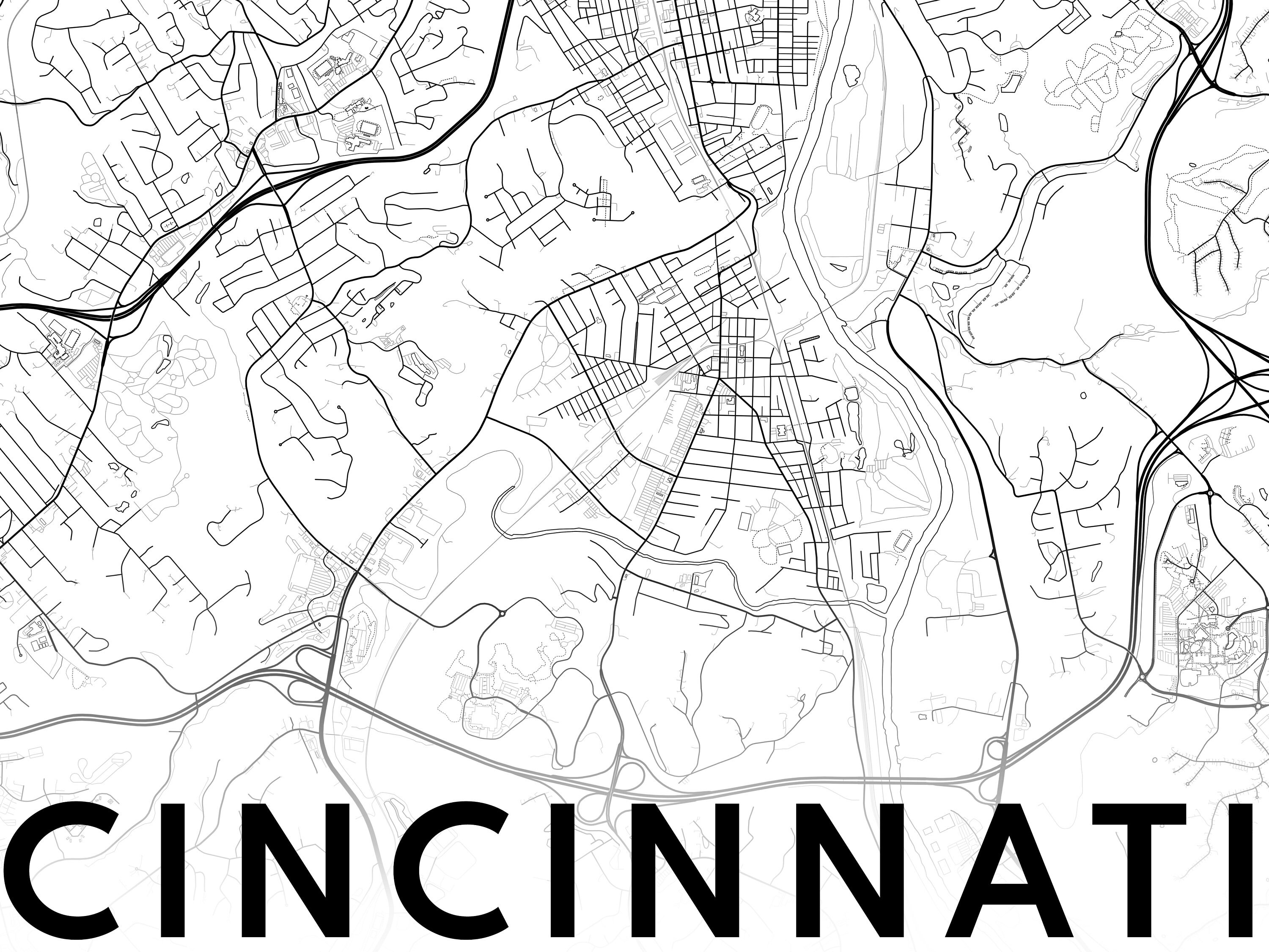 Cincinnati Map Print Cincinnati Ohio Map Poster Download - Etsy