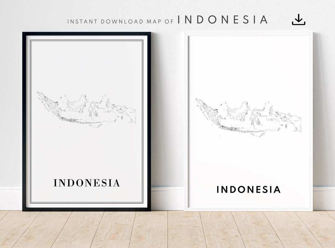 Indonesia Map Road Print Indonesia Map Poster Download Indonesia ...