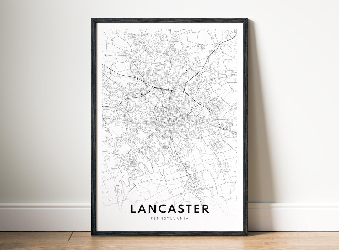 Lancaster PA Map Print Lancaster Pennsylvania Map Poster Download ...