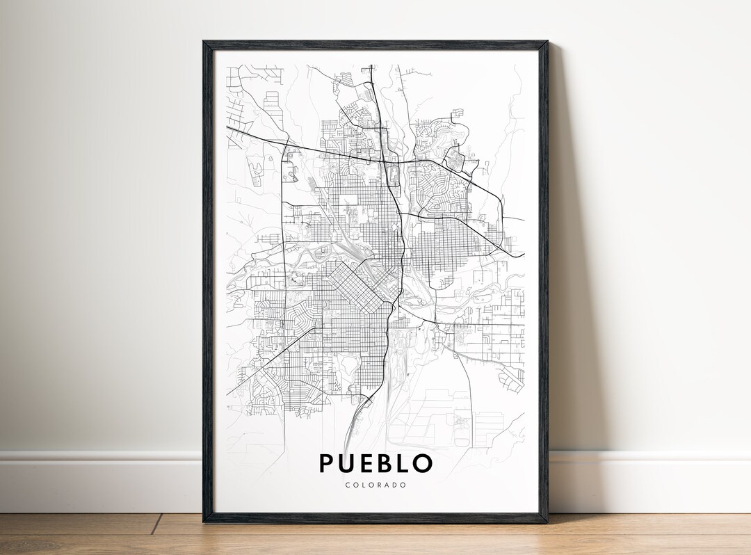 Pueblo CO Map Print Pueblo Colorado Map Poster Download Pueblo ...