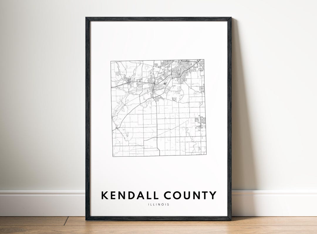 Kendall County IL Map Print Digital Download Kendall County Illinois ...