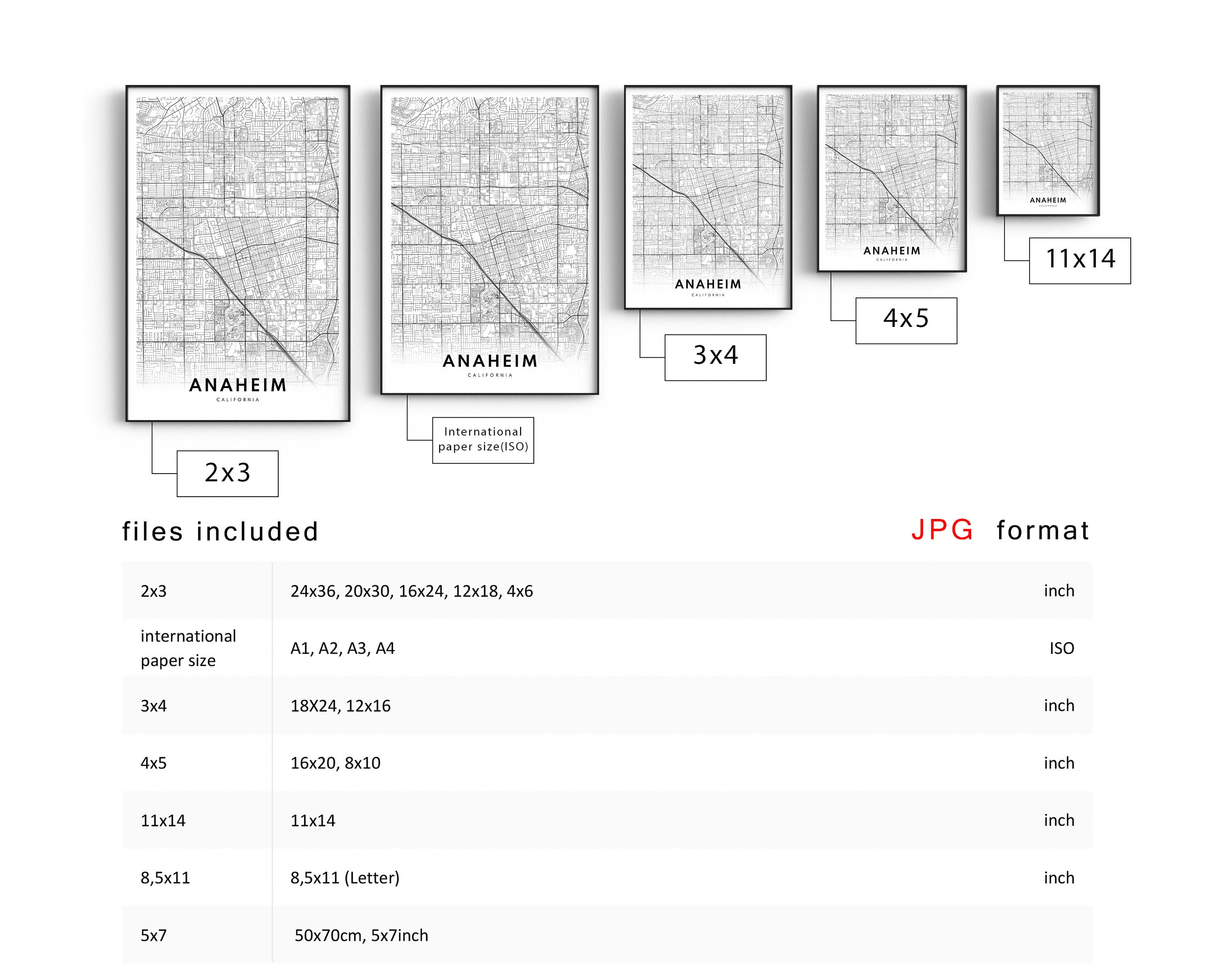 Instant Download Anaheim California Map Print Anaheim Poster Digital ...
