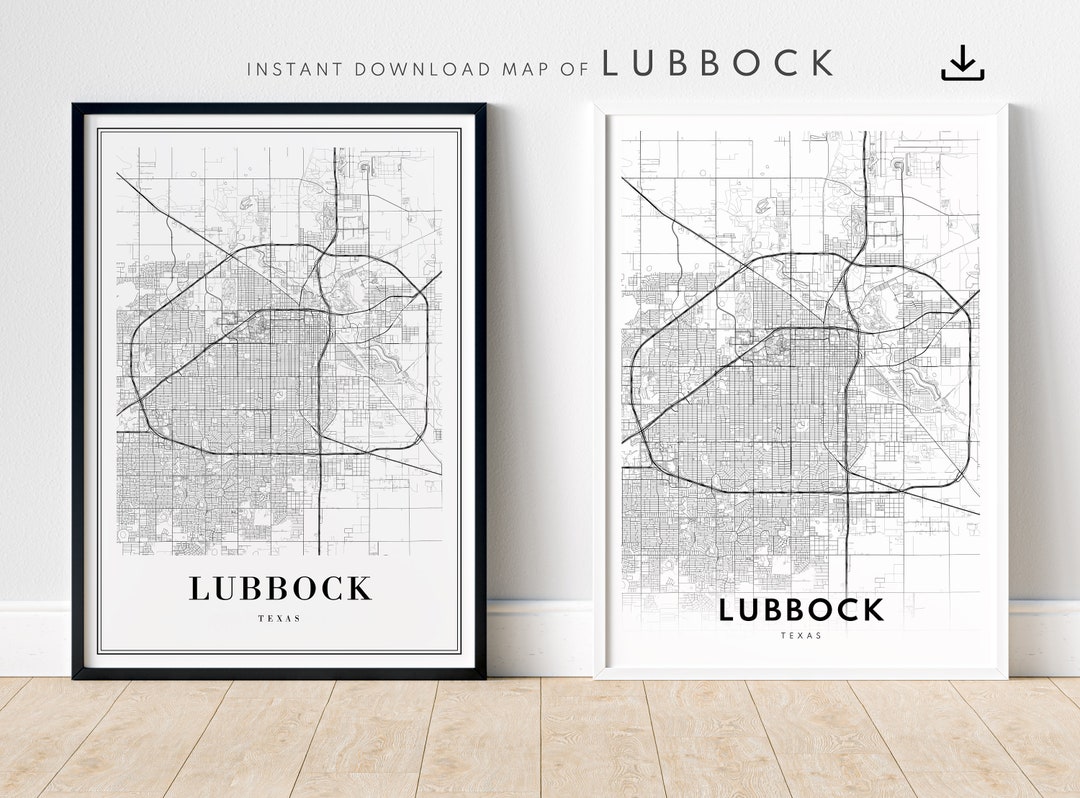 Lubbock Texas Map Print Lubbock Map Poster Lubbock Download - Etsy