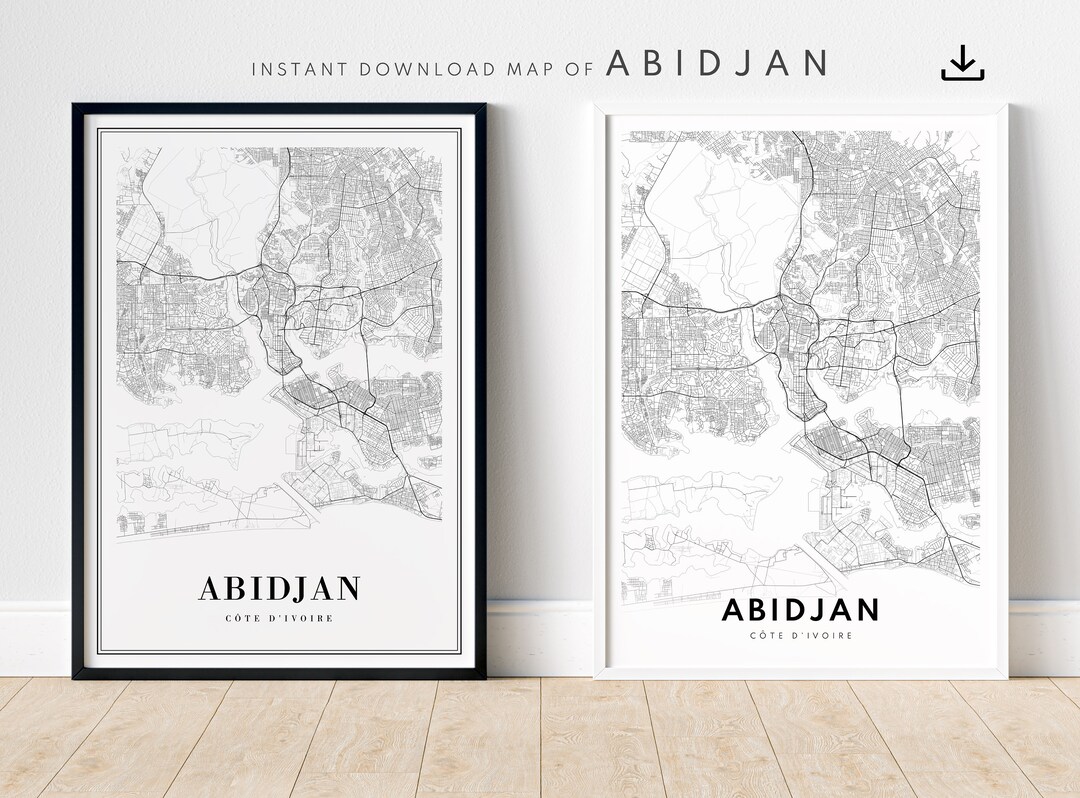 Instant Download Abidjan Map Print Abidjan Côte D'ivoire Poster Digital ...